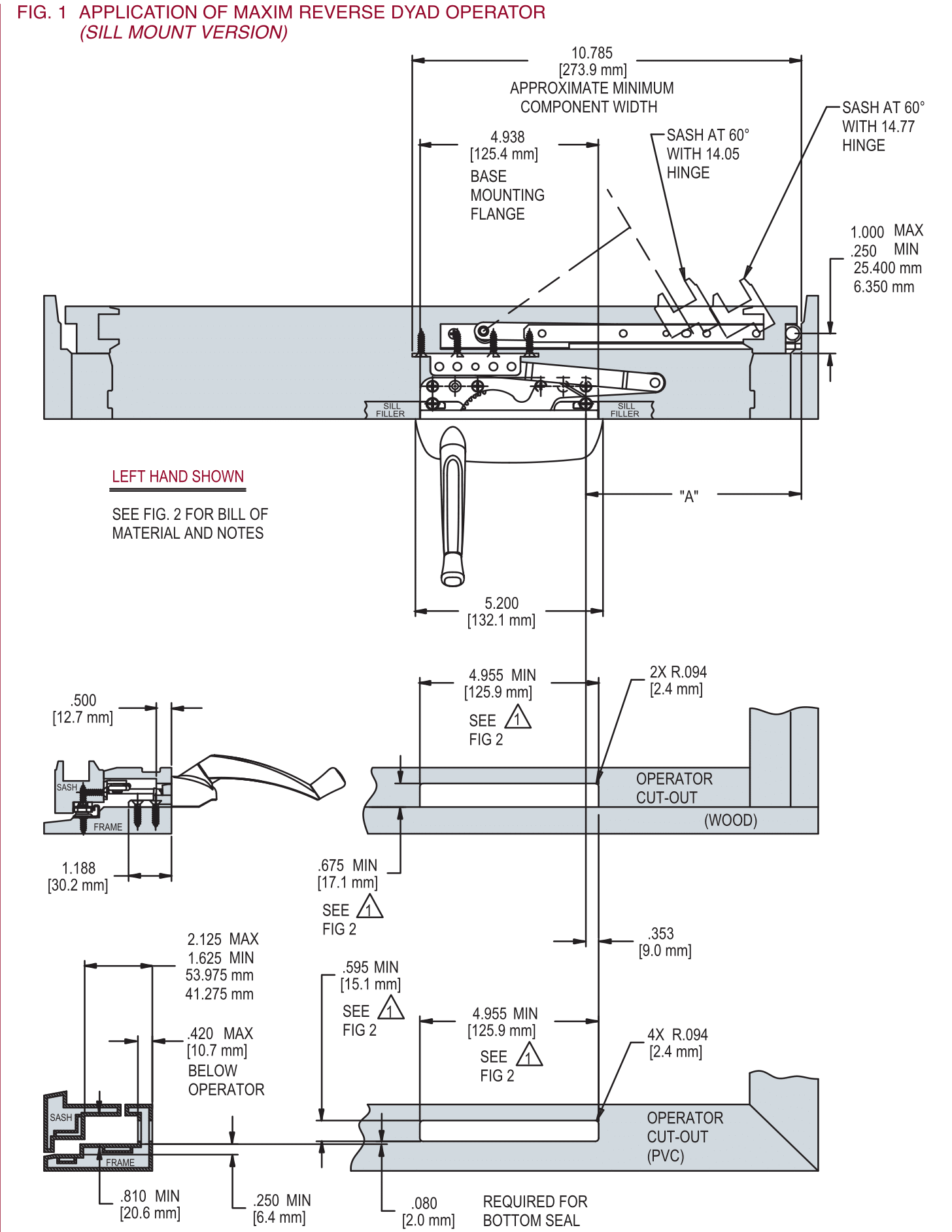 Split Arm Casement Window Operator 'Maxim' 'Dyad' 5-1/2'' ARM (Truth ...
