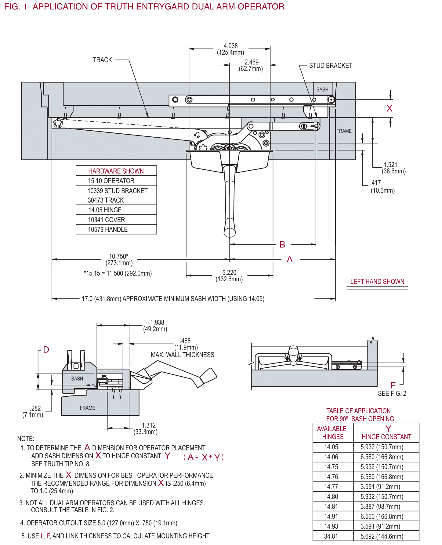 Dual Arm Casement Operator 'Entrygard' 2-7/8'' (Truth Hardware 15.151. ...